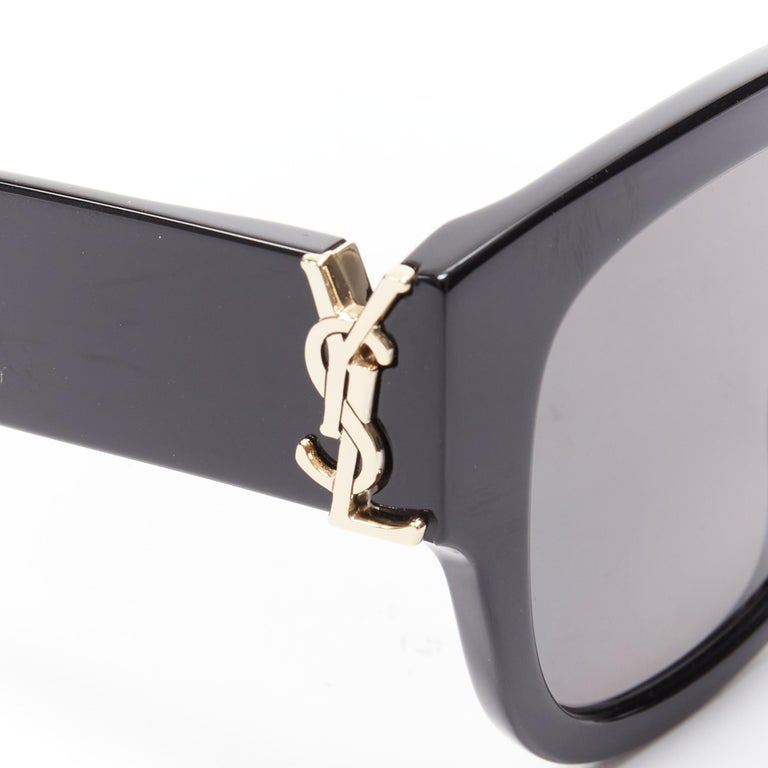 new SAINT LAURENT SL M95/F black oversizwed black lens gold YSL ...