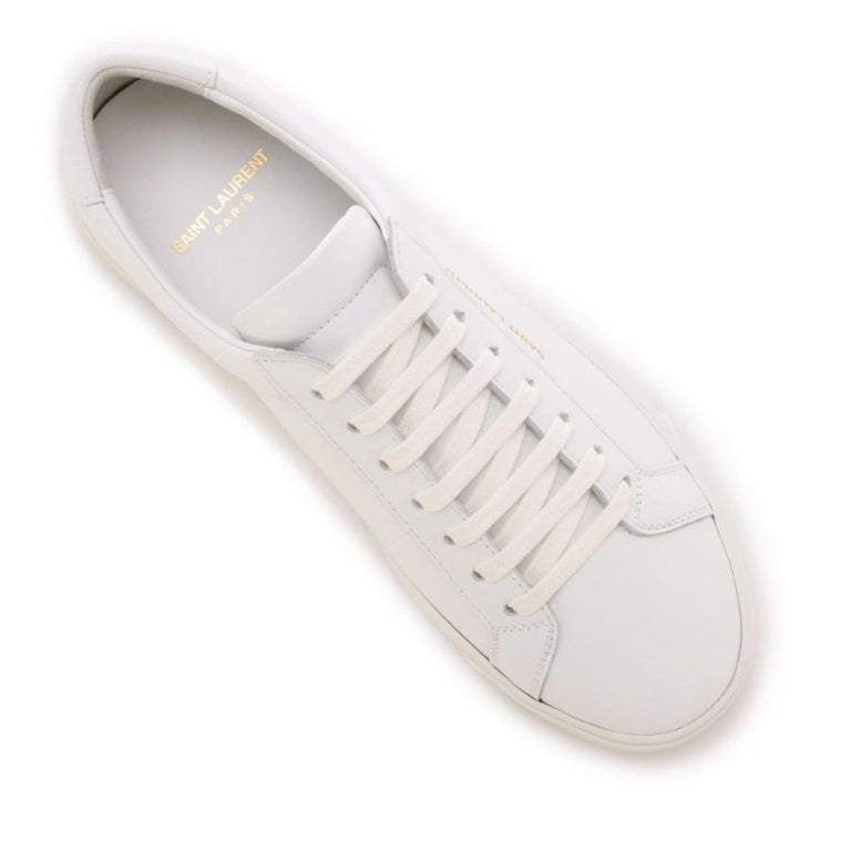 New Saint Laurent White Andy Leather Sneakers For Sale at 1stDibs