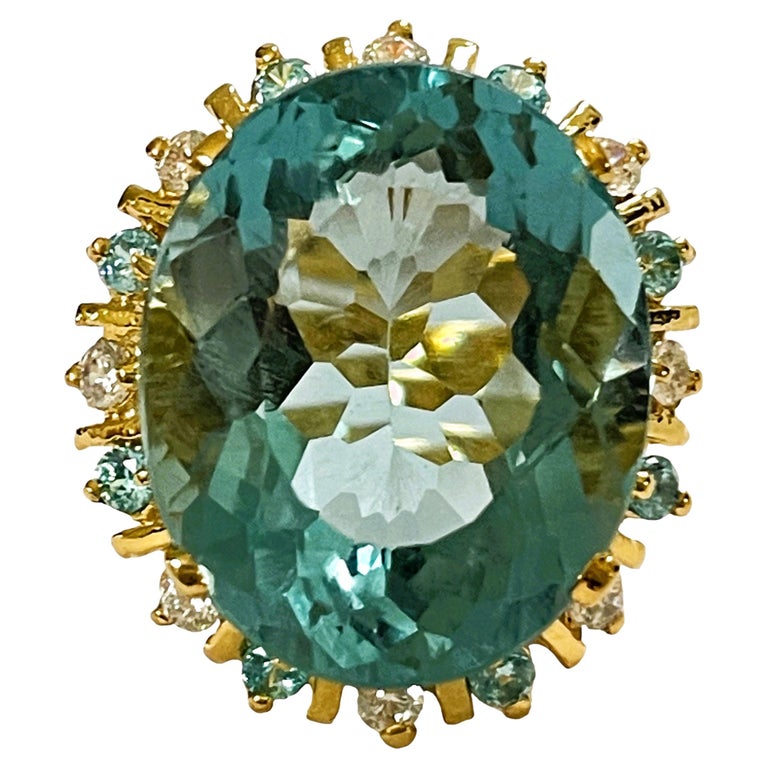 New Santa Maria If 15.6 Ct Aquamarine and Blue Sapphire Ygold Plated ...