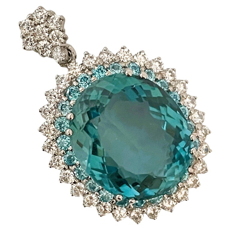 New Santa Maria IF 27 Carat Aquamarine and Sapphire Plated Sterling ...