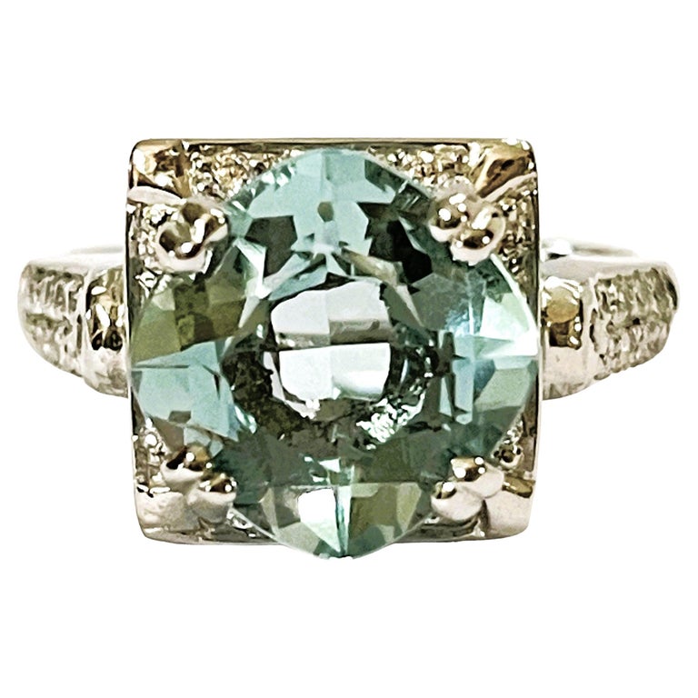New Santa Maria IF 3 Carat Light Aquamarine and Sapphire Sterling Ring ...