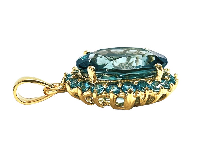 New Santa Maria IF 9.2ct Aquamarine and Sapphire YGold Plated Sterling ...