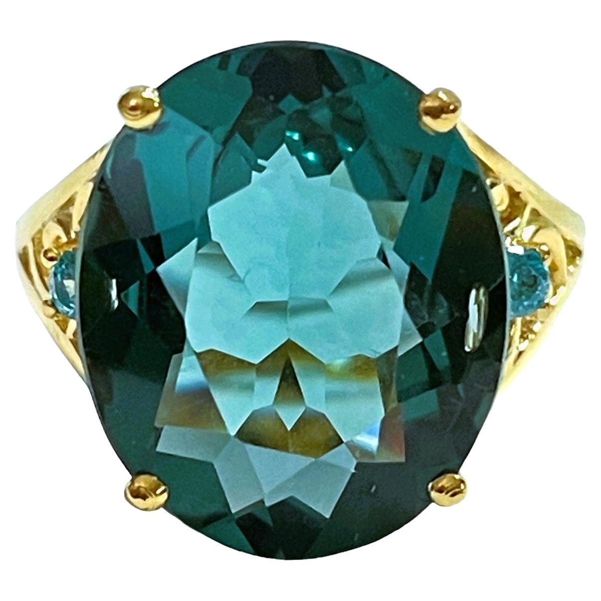 New Santa Maria IF 9ct Blue Green Aquamarine Ring YGold Plated Over ...