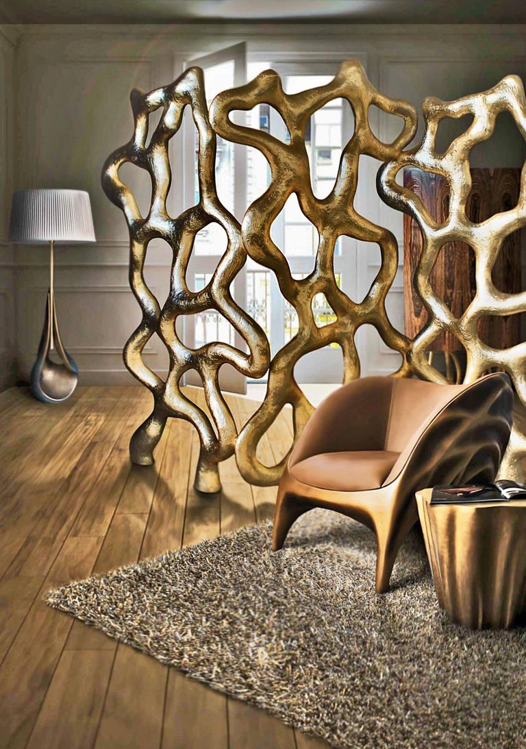 New Screen in Resin and Fiberglass in Gold For Sale at 1stDibs