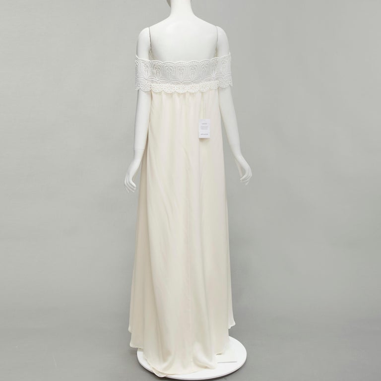 new SELF PORTRAIT cream lace detail off shoulder wedding dress UK10 M ...