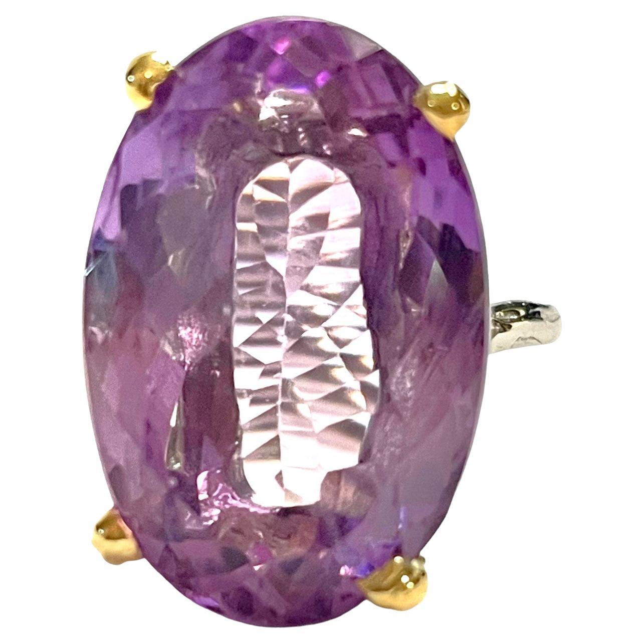 New South American 21.1 Ct, Purple Amethyst 14K Gold and Sterling Ring ...