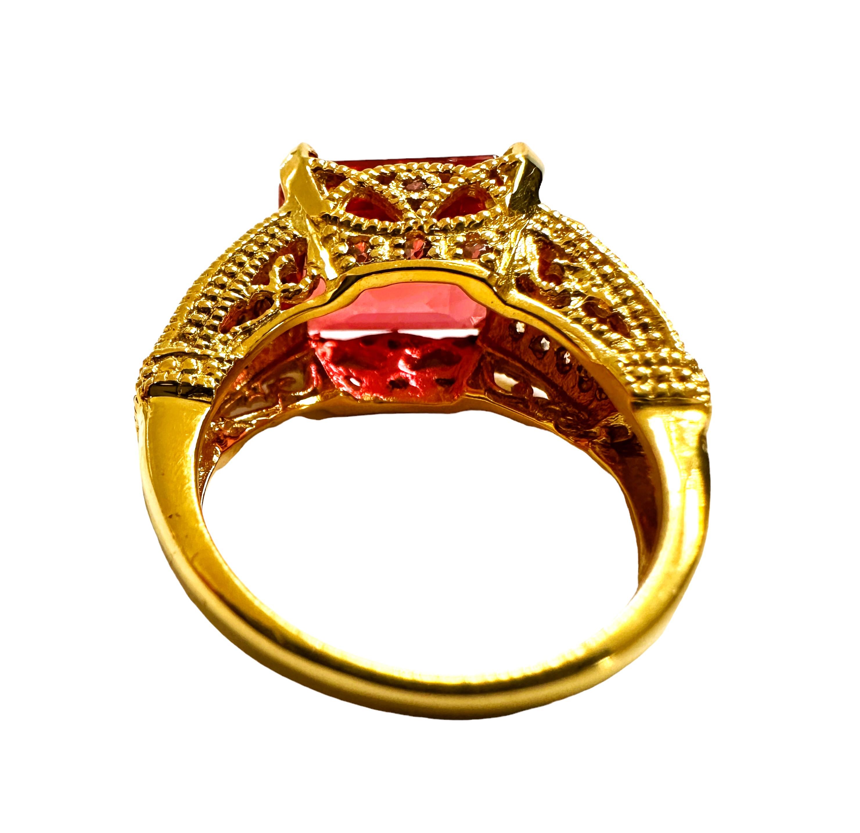 New Sri Lanka 11 Ct Padparadscha and Champagne Sapphire RGold Plated Sterling Ring For Sale at ...