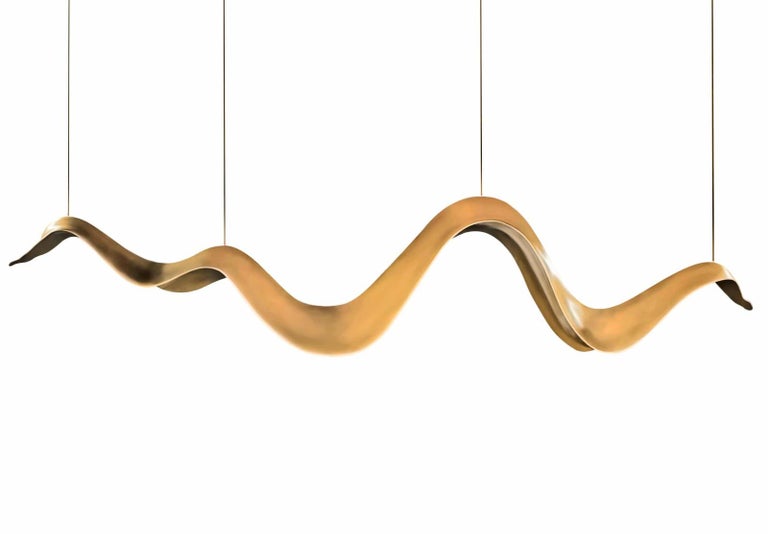 New Suspension Lamp in Resin Finished in Pale Gold Color For Sale at ...
