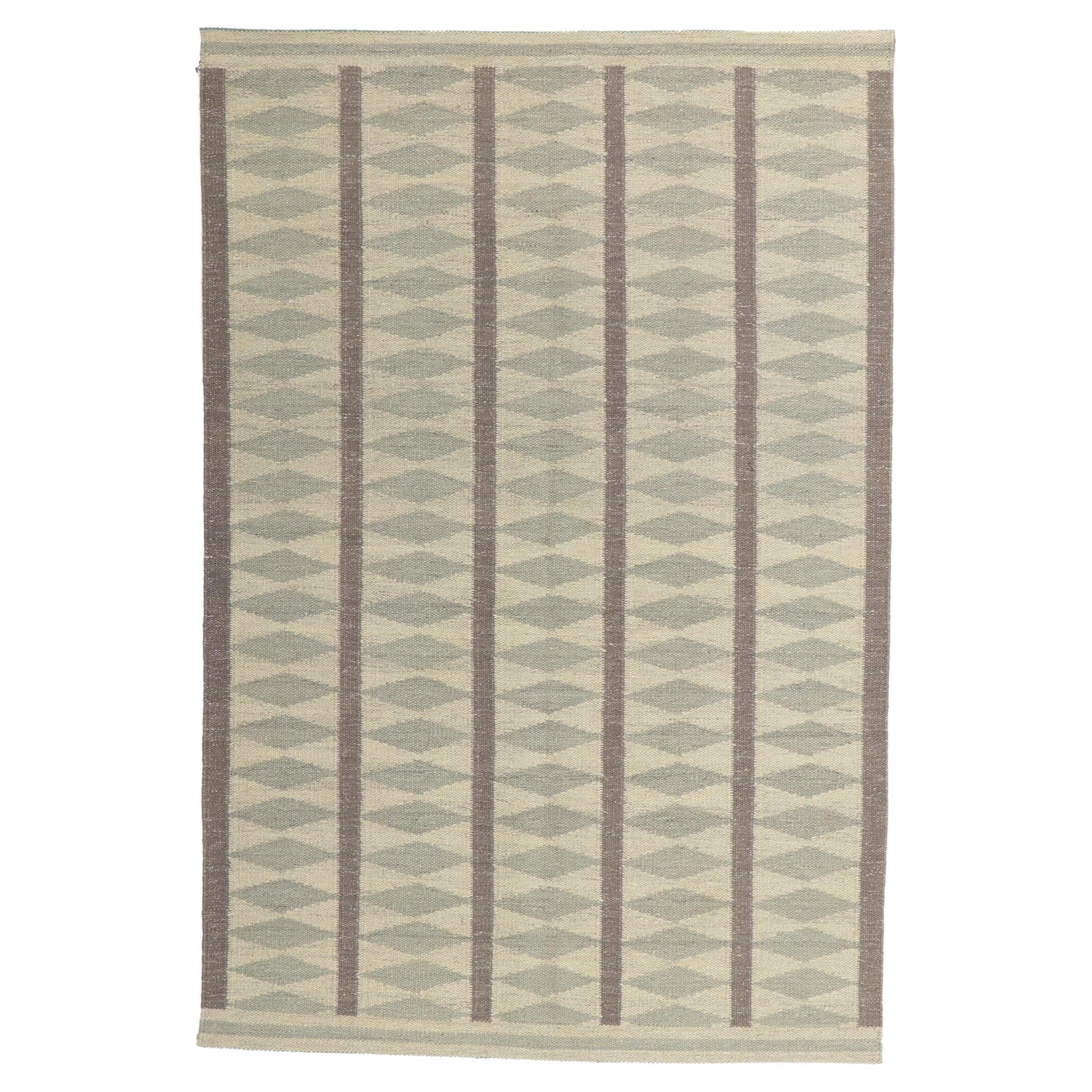 Transitional Gray Area Rug with Scandinavian Modern Swedish Style at ...