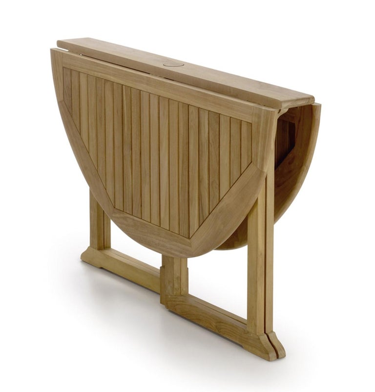 New Teak Round Foldable DIning Table, Indoor and Outdoor at 1stDibs ...