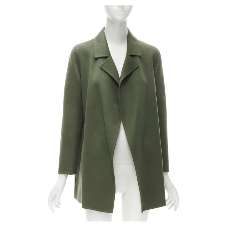 new THEORY military green wool cashmere blend soft draped collar ...