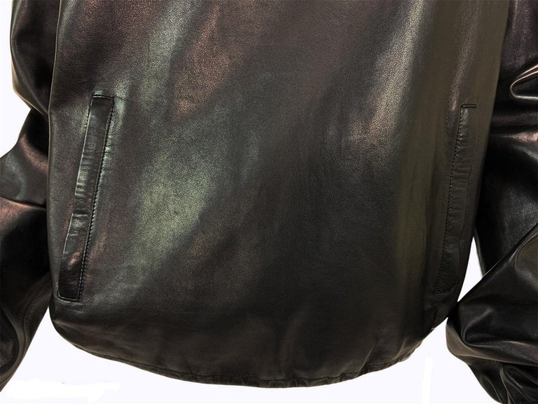New Tom Ford for Gucci 2001 Collection Black Leather Blouson Top It. 44 ...