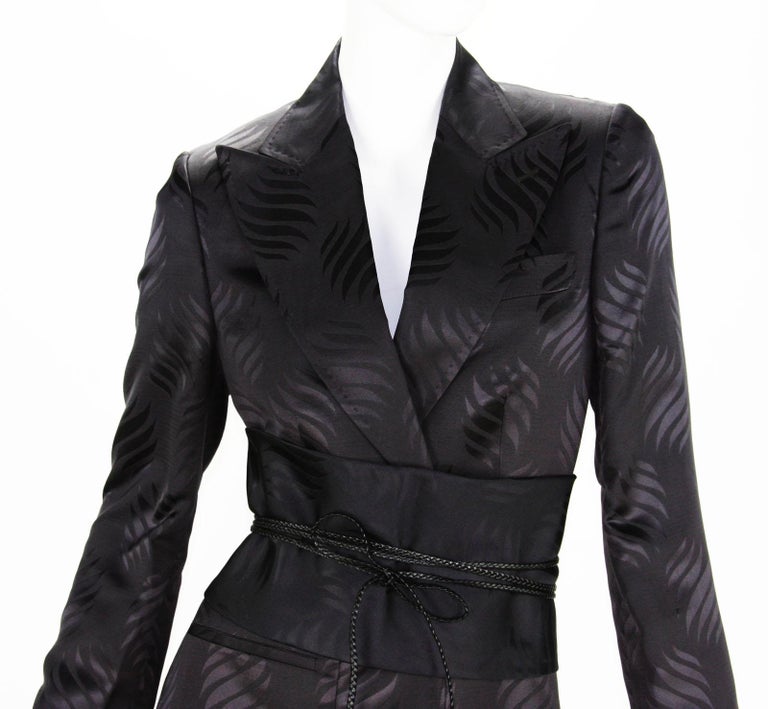 New Tom Ford for Gucci F/W 2002 Brown Silk Kimono Jacket with Obi Belt ...