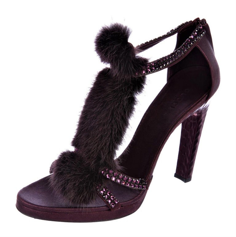 New Tom Ford For Gucci Mink Python Swarovski Final Collection Heels Sz 85 At 1stdibs