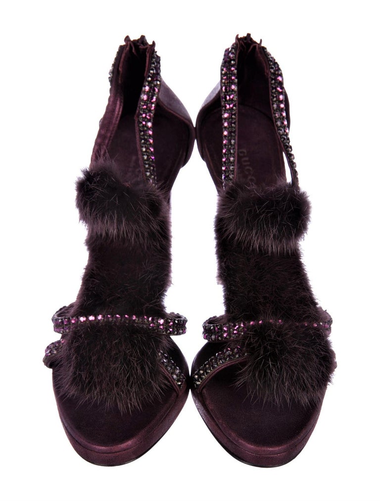 New Tom Ford For Gucci Mink Python Swarovski Final Collection Heels Sz 85 At 1stdibs