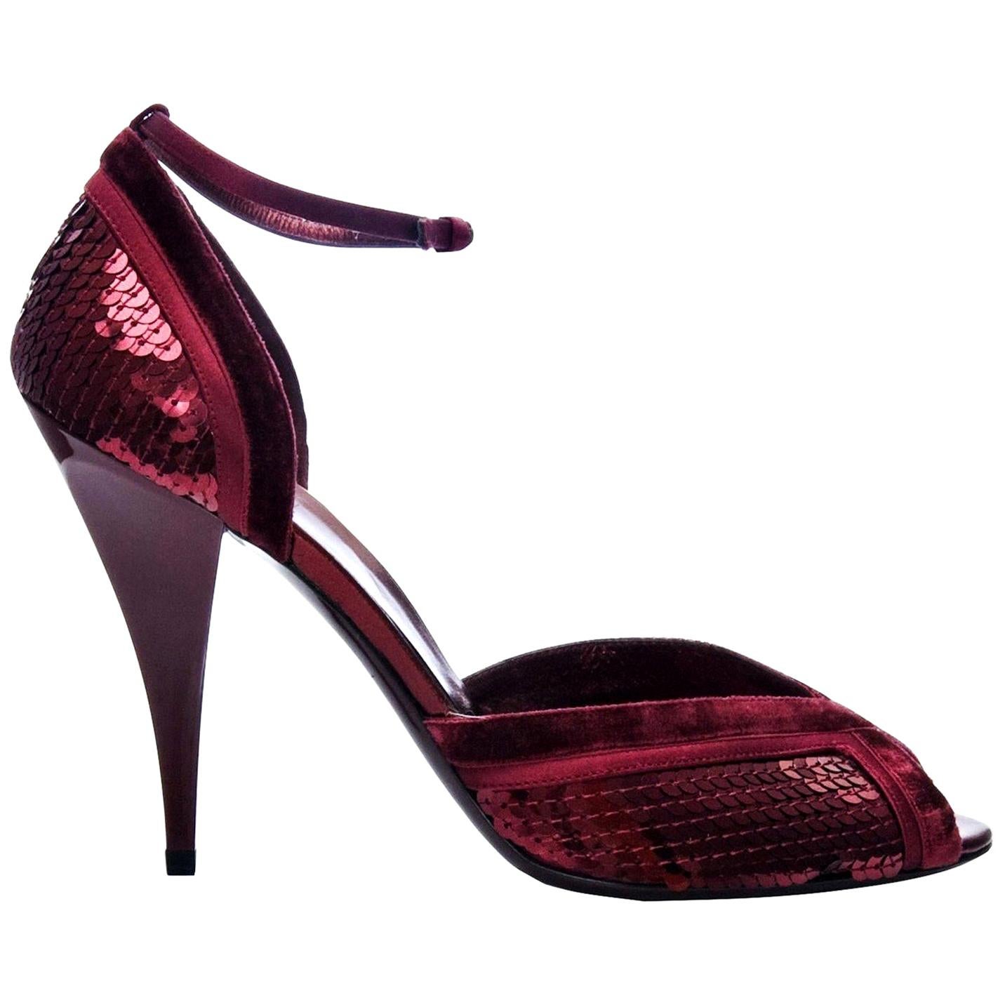 Red Sequin Shoes Heels - For Sale on 1stDibs