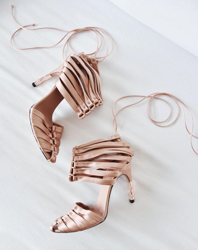 New TOM FORD for GUCCI S/S 2004 Nude Crocodile Satin Corset Shoes 9.5 ...