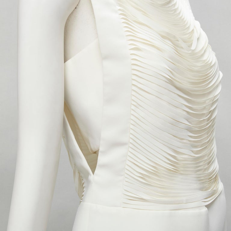 new TOM FORD white laser cut fringe polyester vest bandeau set top IT42 ...
