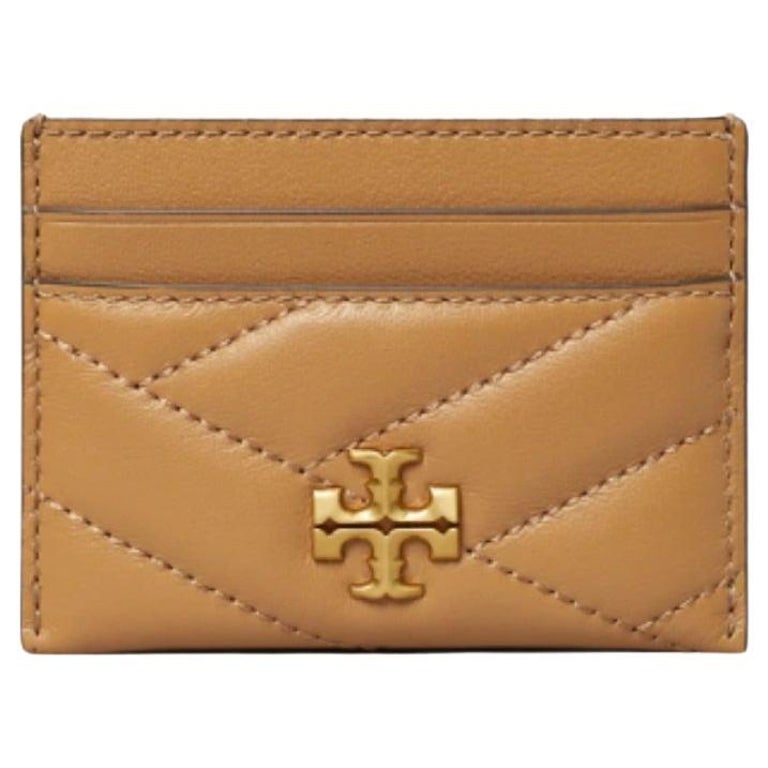 New Tory Burch Brown Kira Chevron Quilted Leather Card Holder Wallet ...