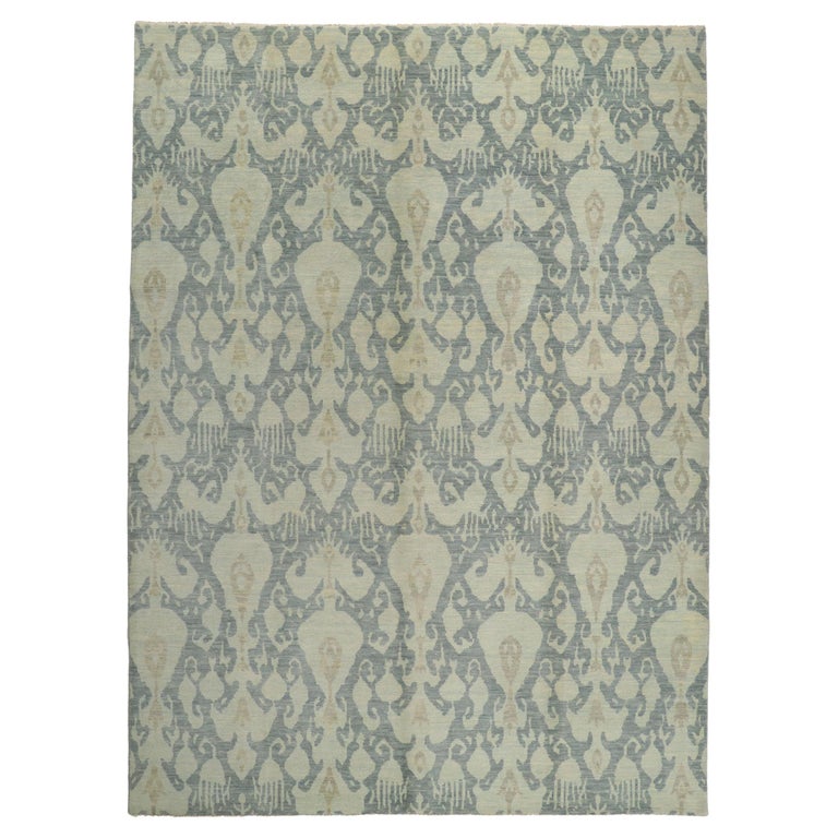 New Transitional Area Rug with Ikat Pattern For Sale at 1stDibs