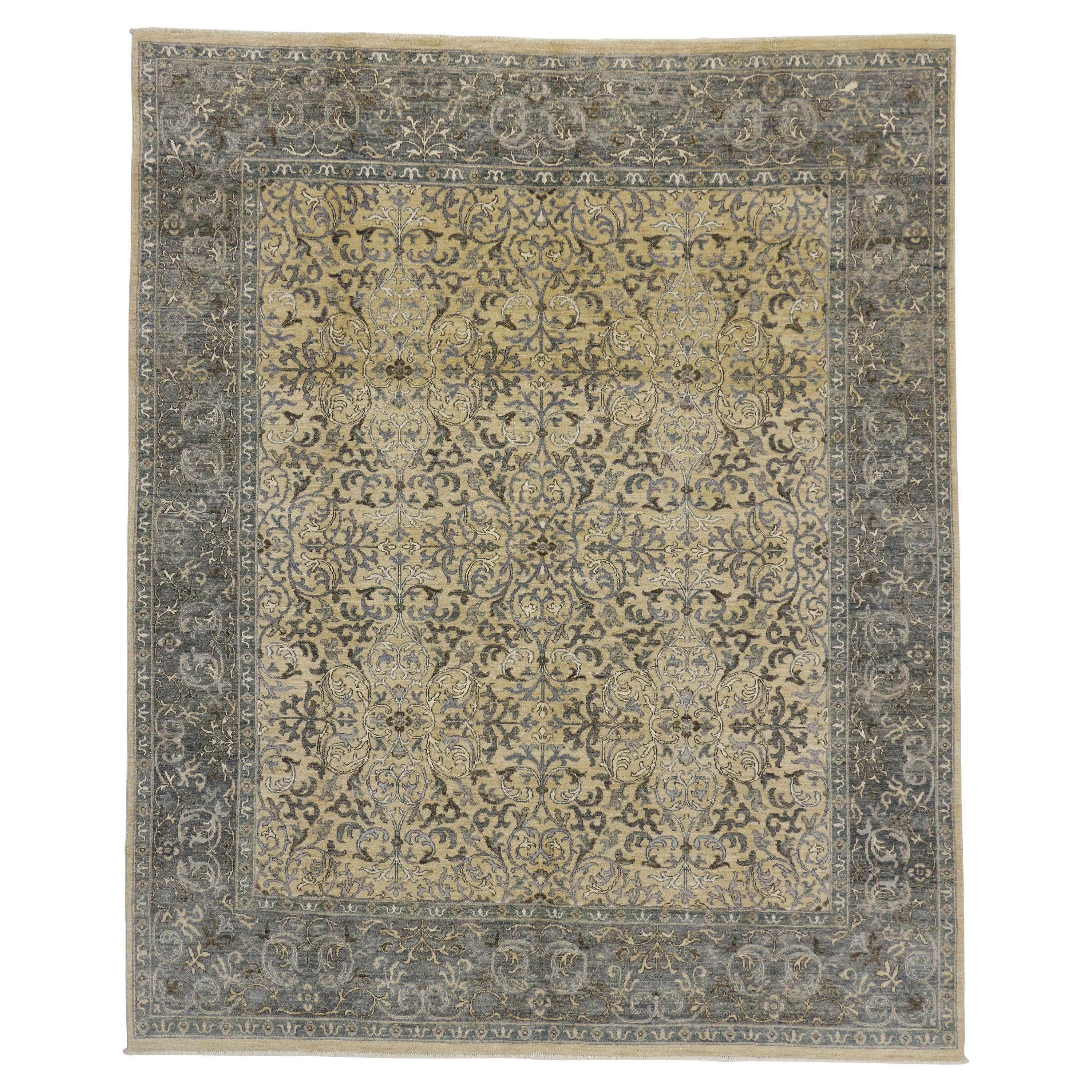 Vintage European Garden Rug with Renaissance Style, Square Area Rug For ...