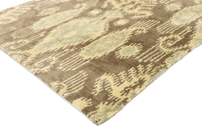 New Transitional Ikat Rug with Warm, Earth-Tones and Modern Style ...