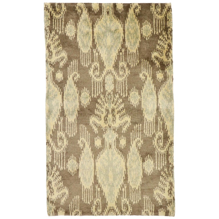 New Transitional Ikat Rug with Warm, Earth-Tones and Modern Style ...