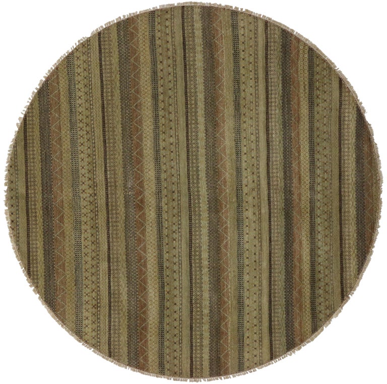 New Transitional Round Rug With Stripes and Modern Style For Sale at ...