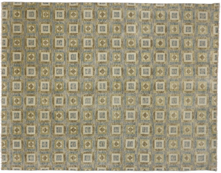 New Transitional Rug with Modern Geometric Design and Cubism Style For ...