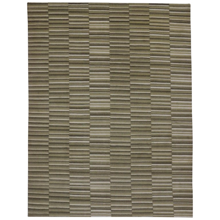 New Transitional Striped Area Rug with Modern Style For Sale at 1stDibs