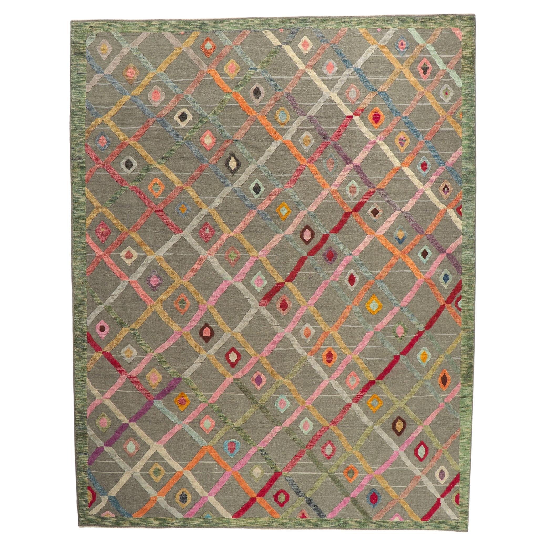 Vintage Turkish Kilim with All-Over Geometric Diamond Design in ...