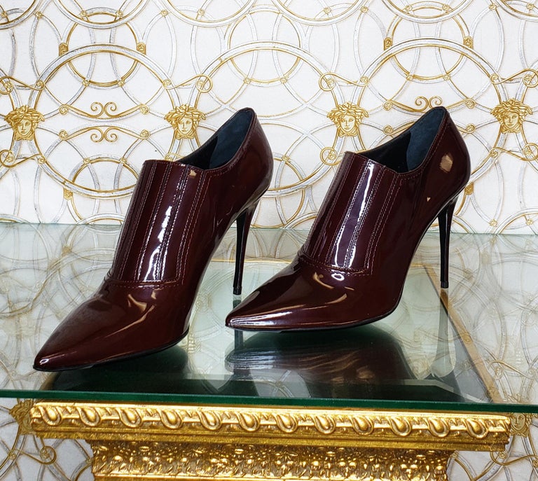 New VALENTINO BURGUNDY PATENT LEATHER ANKLE BOOTS 39 - 9 For Sale at ...