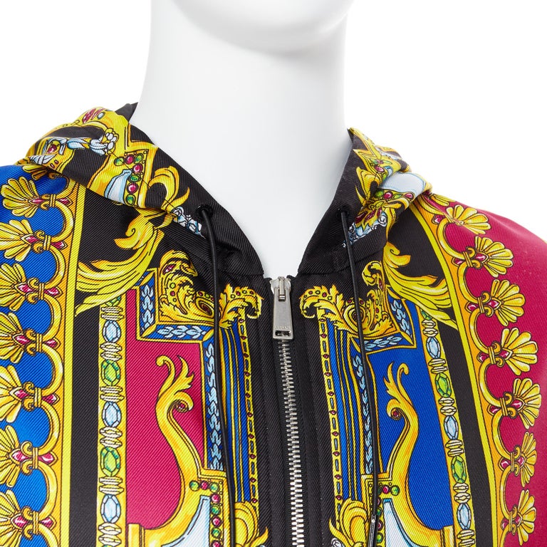 new VERSACE 100% silk 2019 Gioelleria Jewel Baroque print hoodie jacket ...
