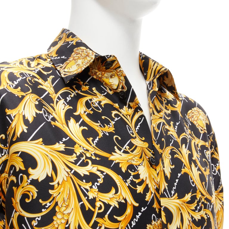 new VERSACE 100% silk La Medusa Barocco Gianni Signature black gold ...