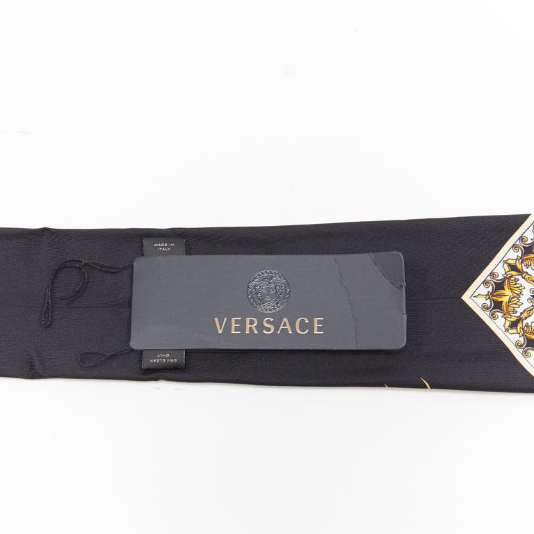 new VERSACE 100% silk print gold oriental dragon baroque slim tie at ...