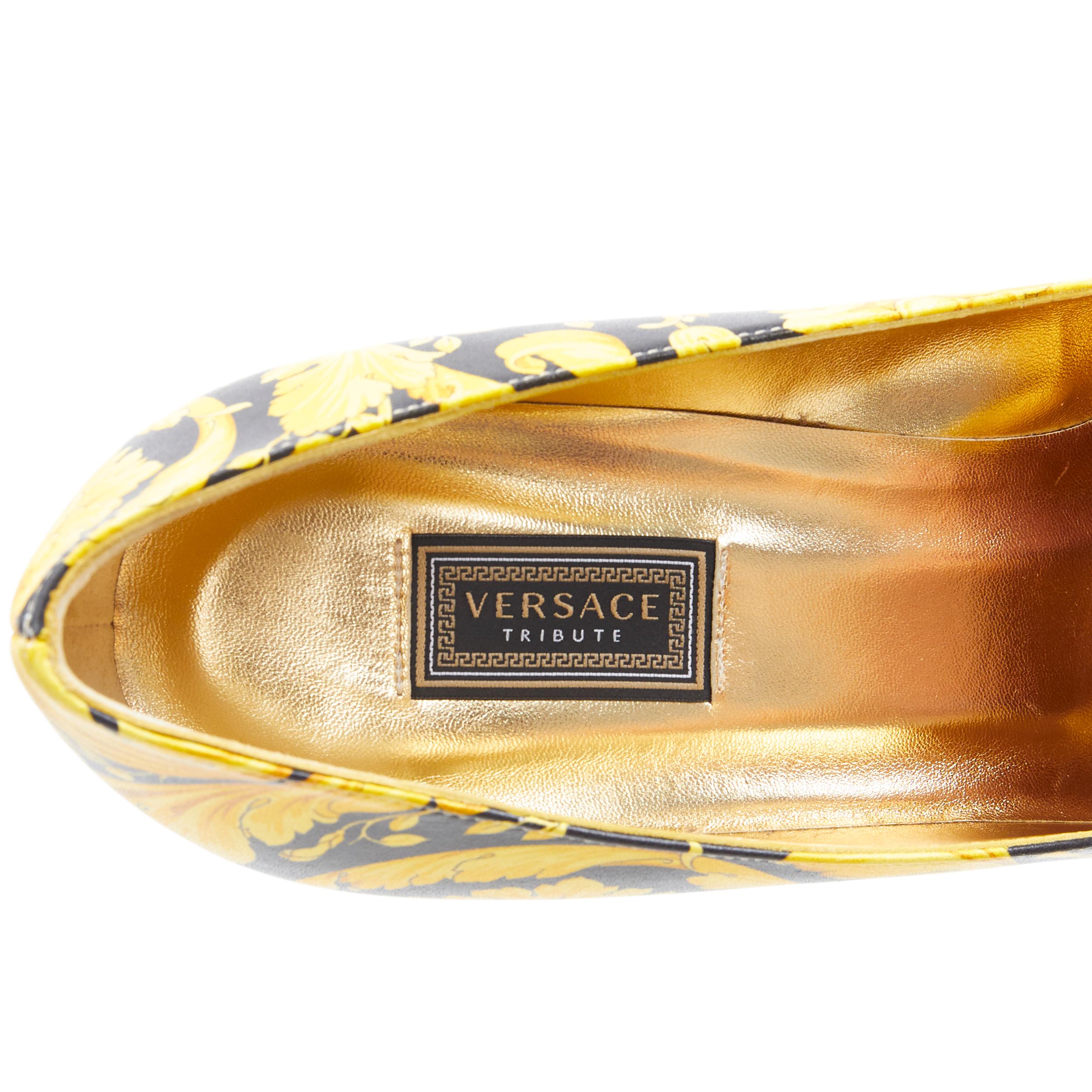 new VERSACE 1992 Tribute Baroque Hibiscus barocco Medusa leather pump ...