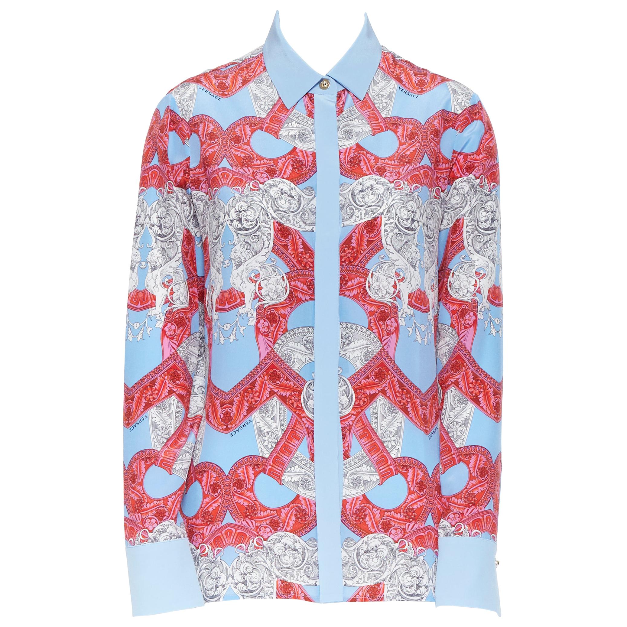 Runway Versace Silk Blouse Blue - 2 For Sale on 1stDibs | versace ...