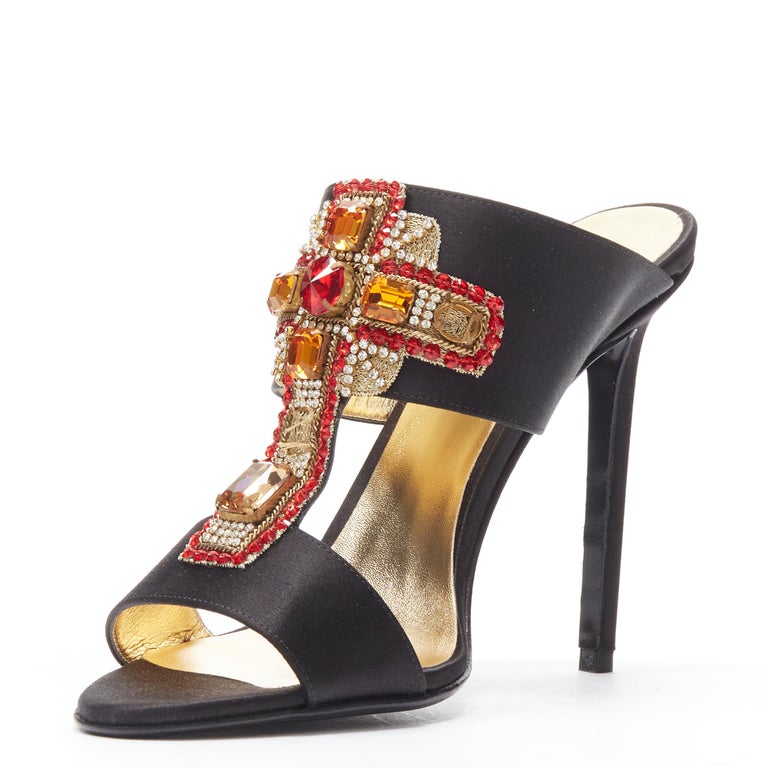 new VERSACE 2018 Tribute Byzantine Cross Jewel crystal black satin ...