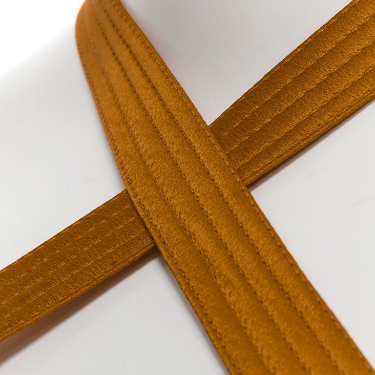 new VERSACE 2019 Runway S&M Bondage Tribute brown silk gold buckle bra ...