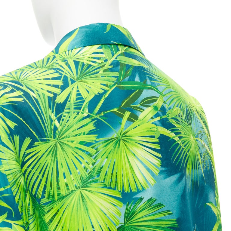 new VERSACE 2020 Iconic JLo Jungle print green tropical print shirt ...