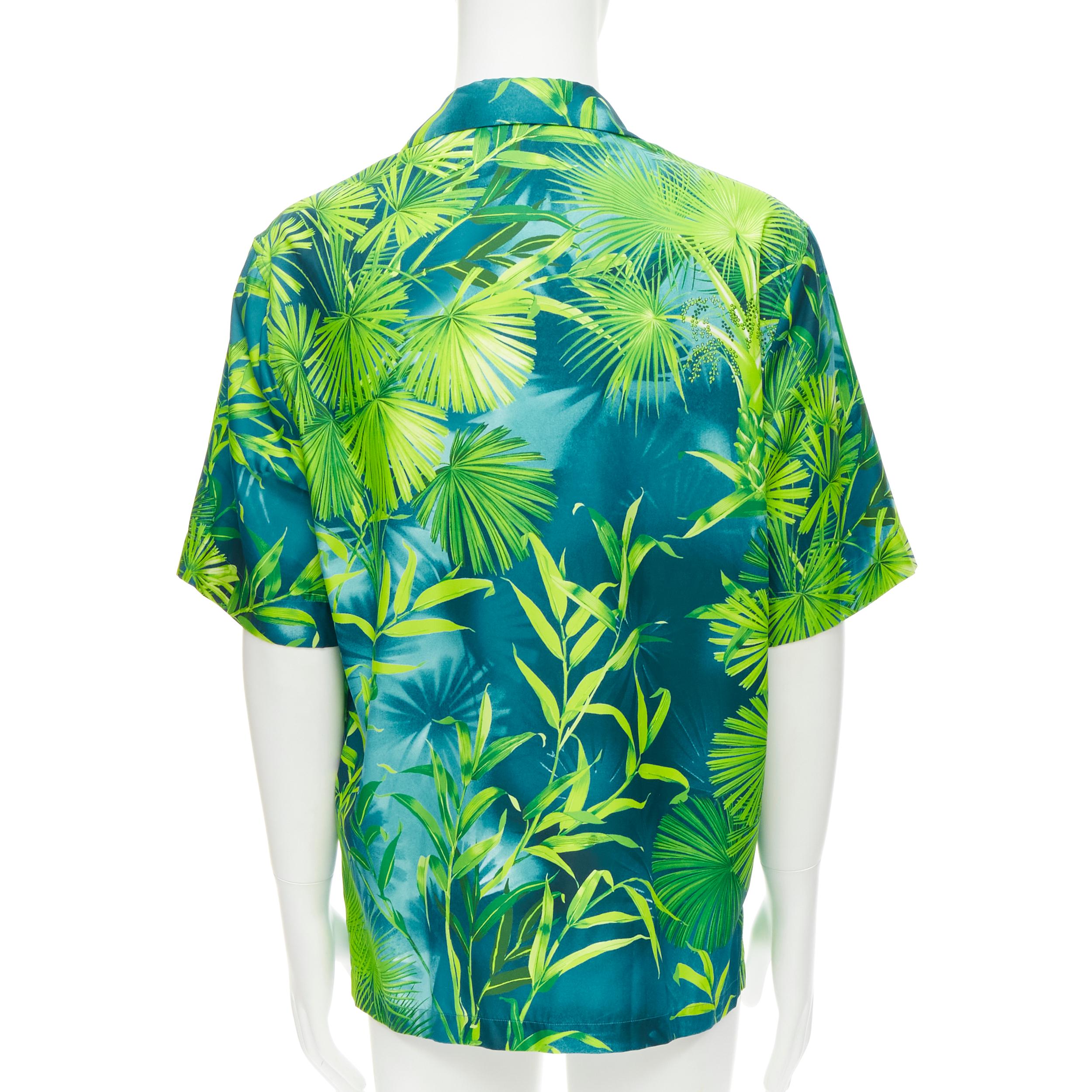 new VERSACE 2020 Iconic JLo Jungle print green tropical print shirt ...