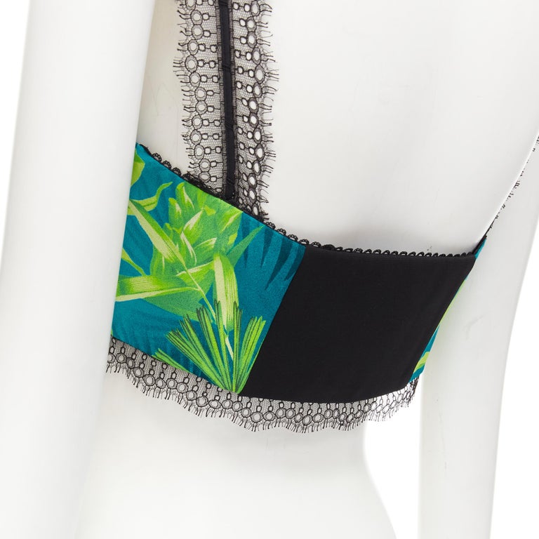 new VERSACE 2020 Iconic Jungle print lace trim boned bustier bra top ...