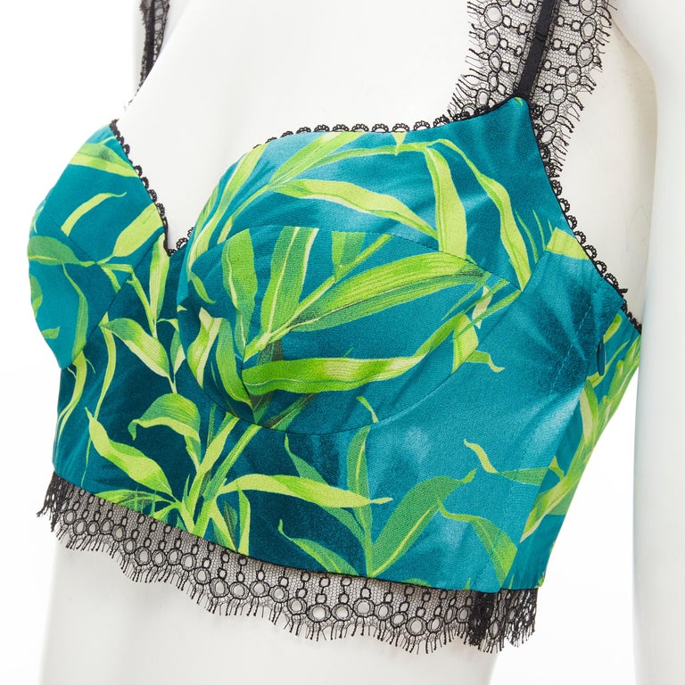new VERSACE 2020 Iconic Jungle print lace trim boned bustier bralette ...