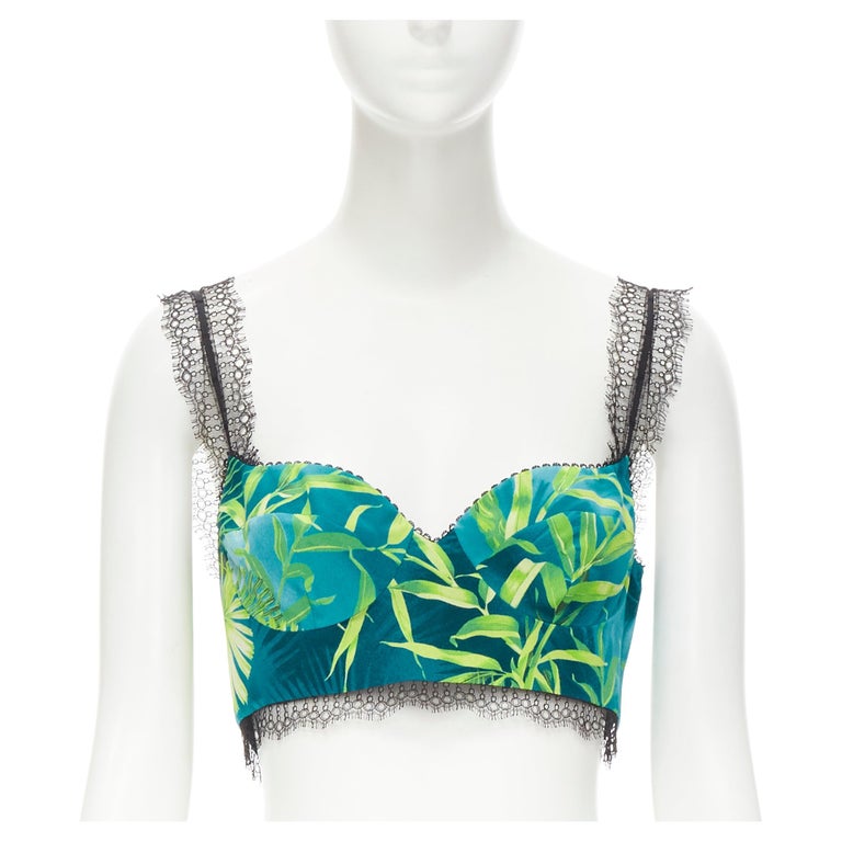 new VERSACE 2020 Iconic Jungle print lace trim boned bustier bralette ...