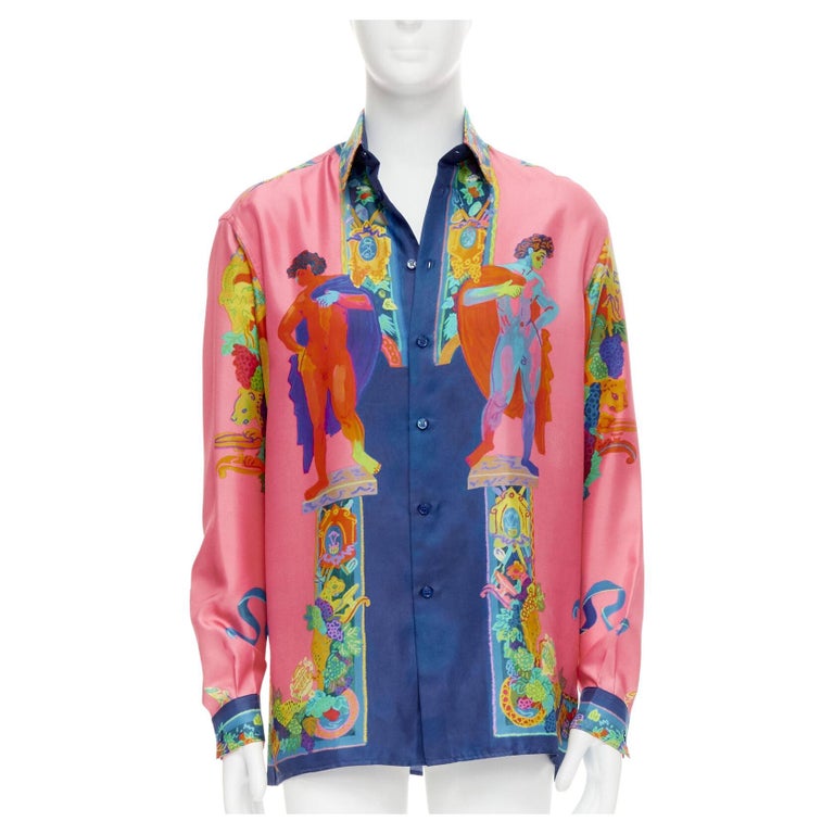 new VERSACE 2020 Runway Andy Dixon Caravaggio Archive pink silk shirt ...