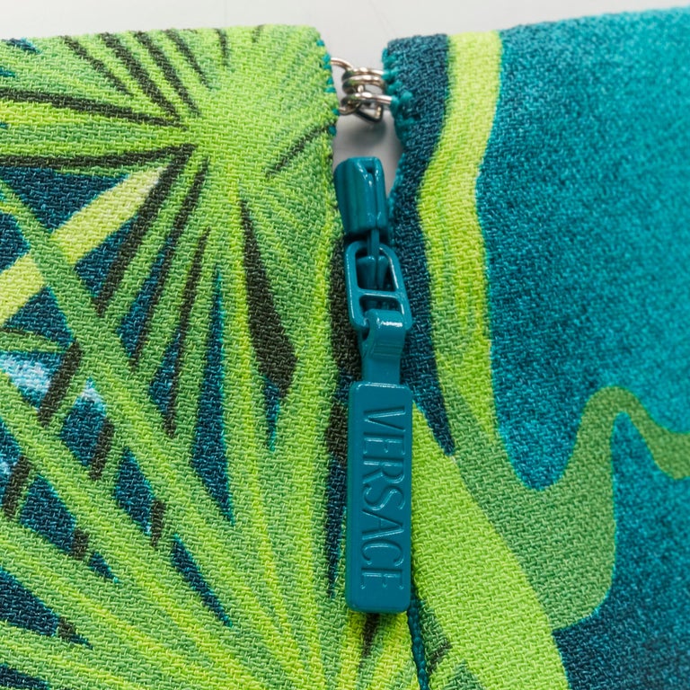 new VERSACE 2020 Runway green Jungle gold Medusa safety pin mini skirt ...