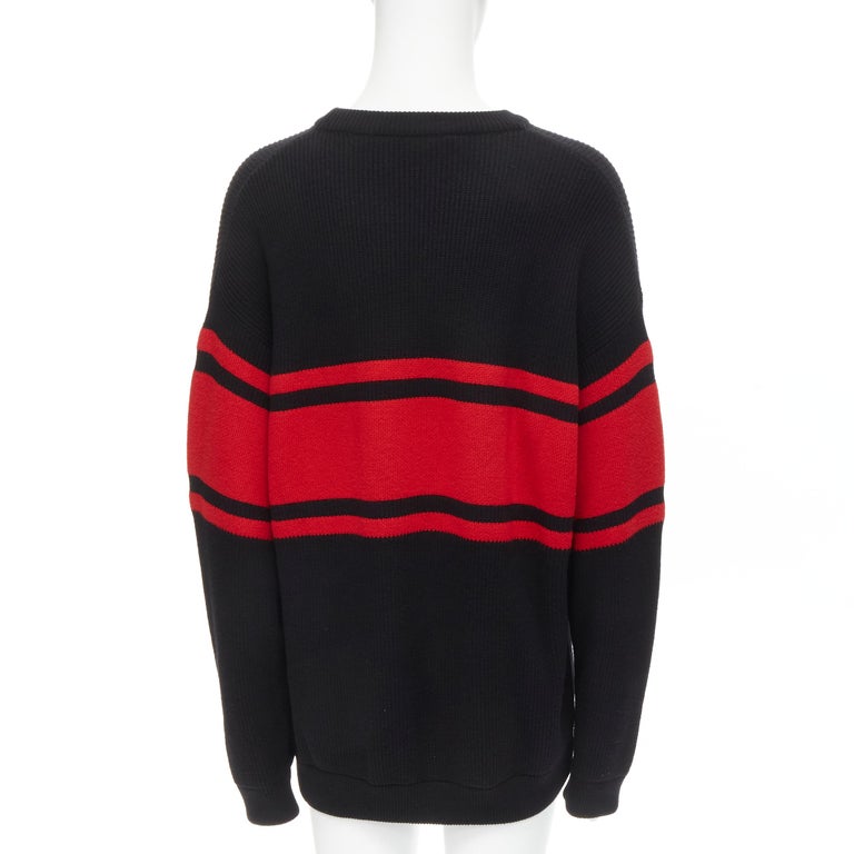 new VERSACE 2020 Runway Medusa logo black red wool knit sweater EU54 ...
