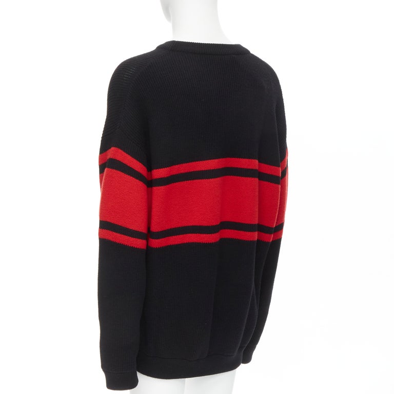 new VERSACE 2020 Runway Medusa logo black red wool knit sweater EU54 ...