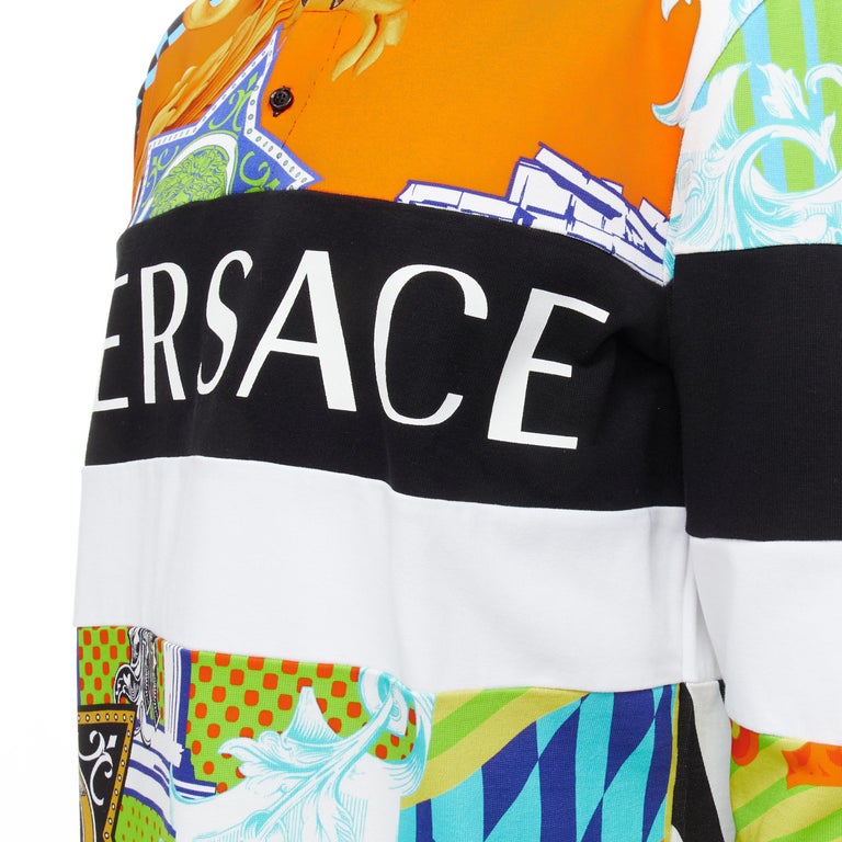 new VERSACE 2020 Runway Pop Temple Box logo patchwork polo shirt top L ...