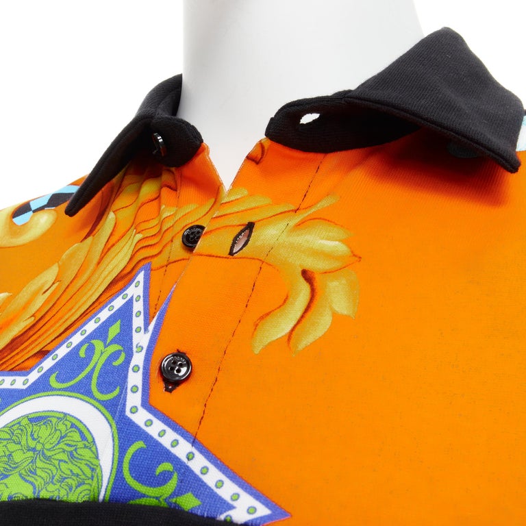new VERSACE 2020 Runway Pop Temple Box logo patchwork polo shirt top M ...